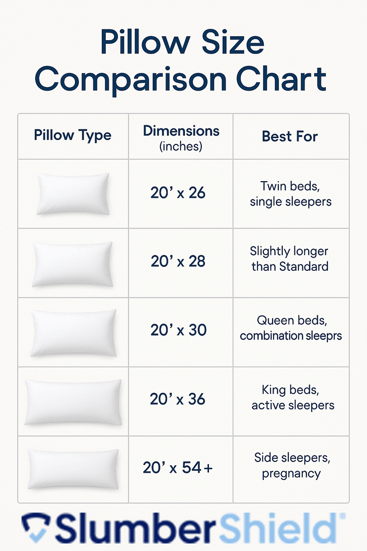 💤 Pillow Size Guide: Standard vs Queen vs King vs Body Pillows (2025 ...